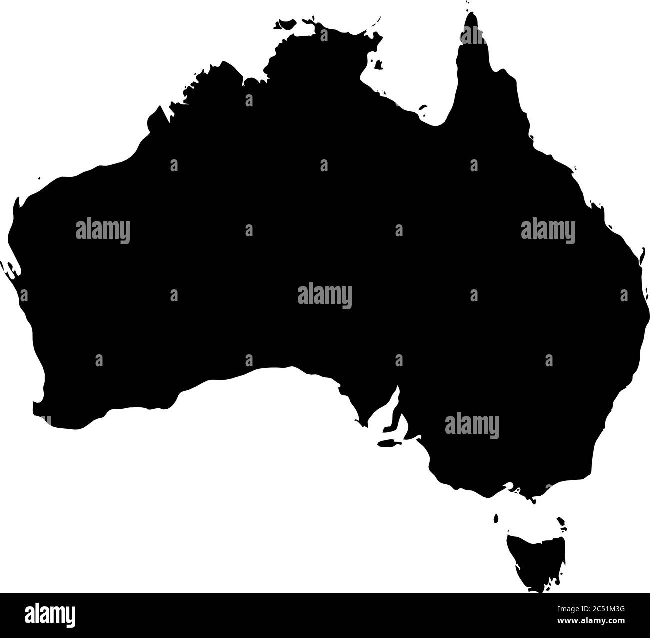 Australia - solid black silhouette map of country area. Simple flat ...