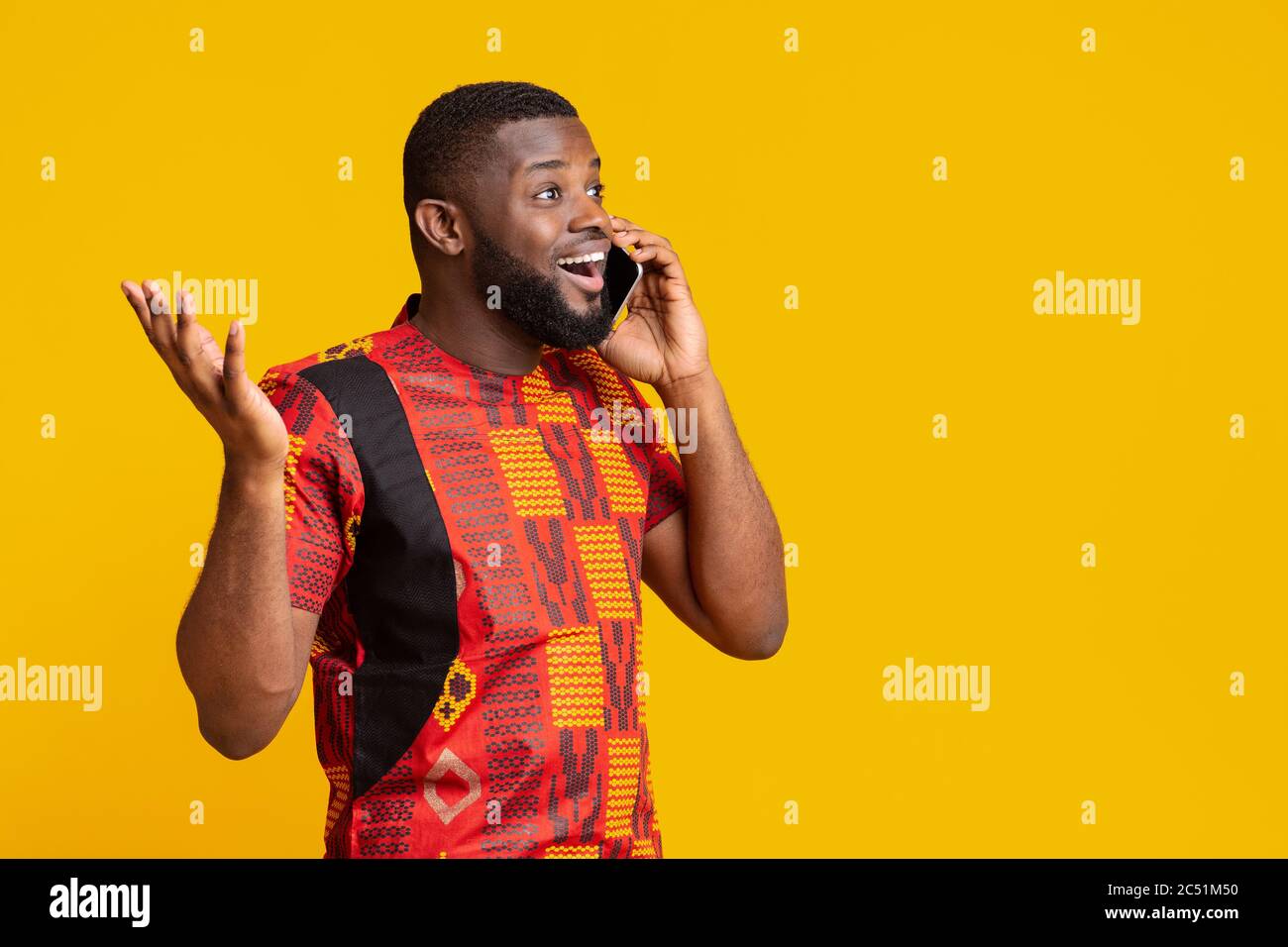 Excited african guy using hi-res stock photography and images - Alamy