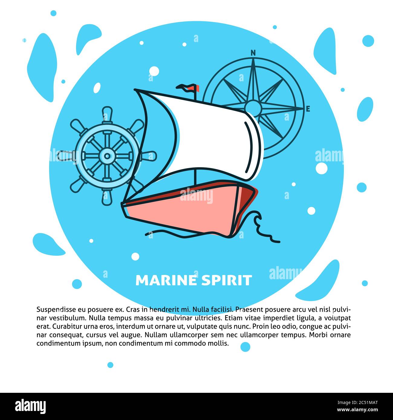 Marine spirit concept banner or poster template with place for text ...