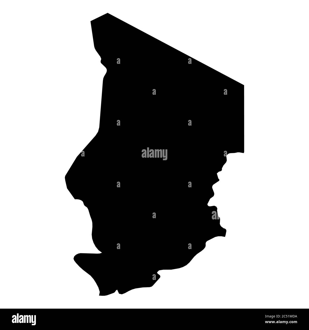 Chad - solid black silhouette map of country area. Simple flat vector ...