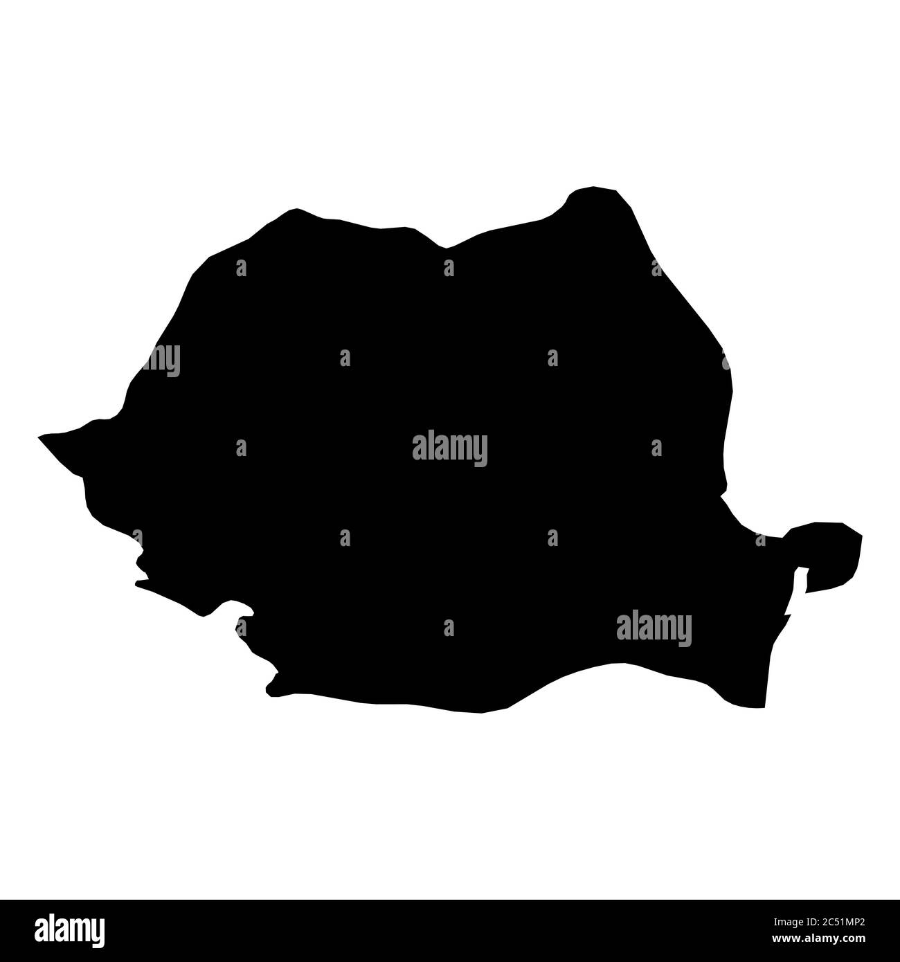 Romania - solid black silhouette map of country area. Simple flat ...