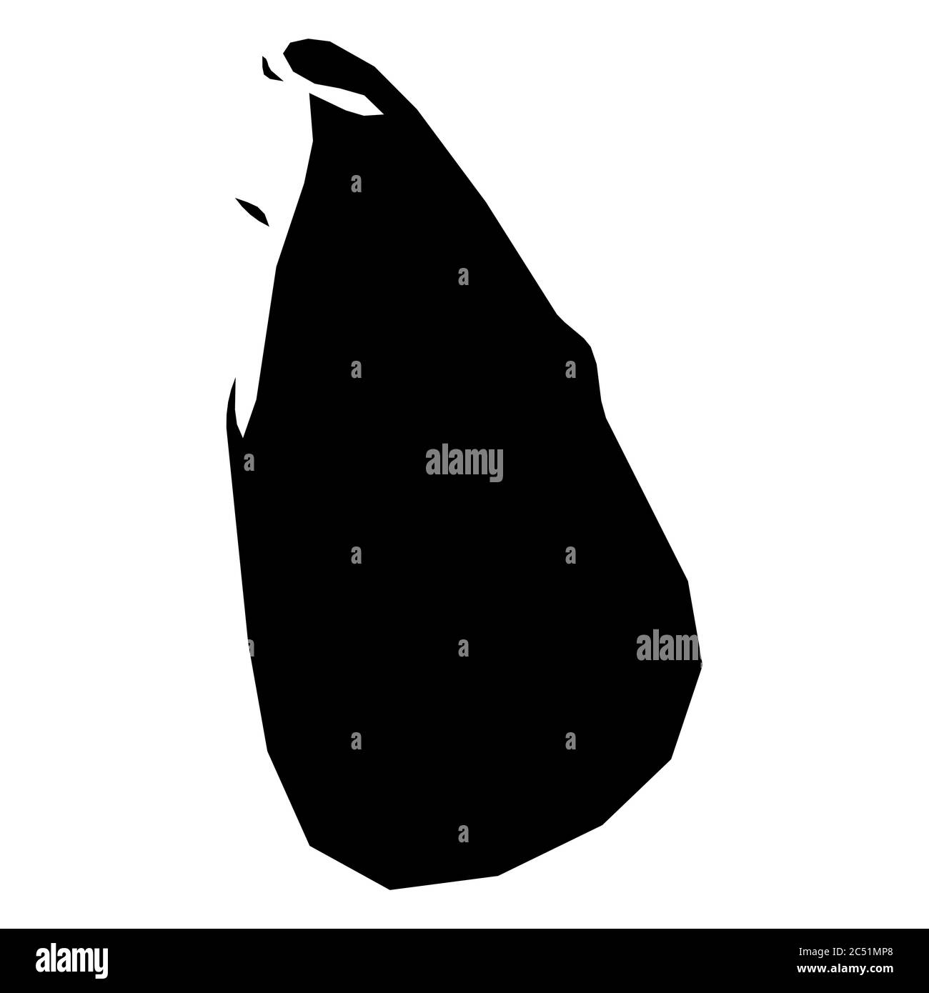 Sri Lanka - solid black silhouette map of country area. Simple flat ...