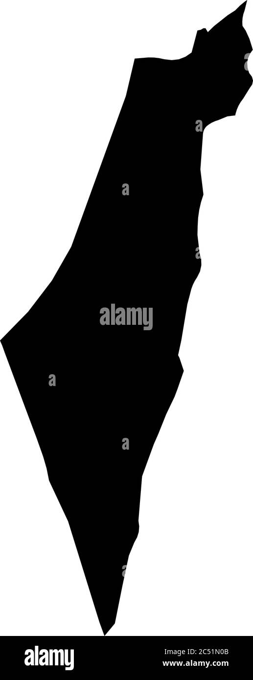 Israel - solid black silhouette map of country area. Simple flat vector ...