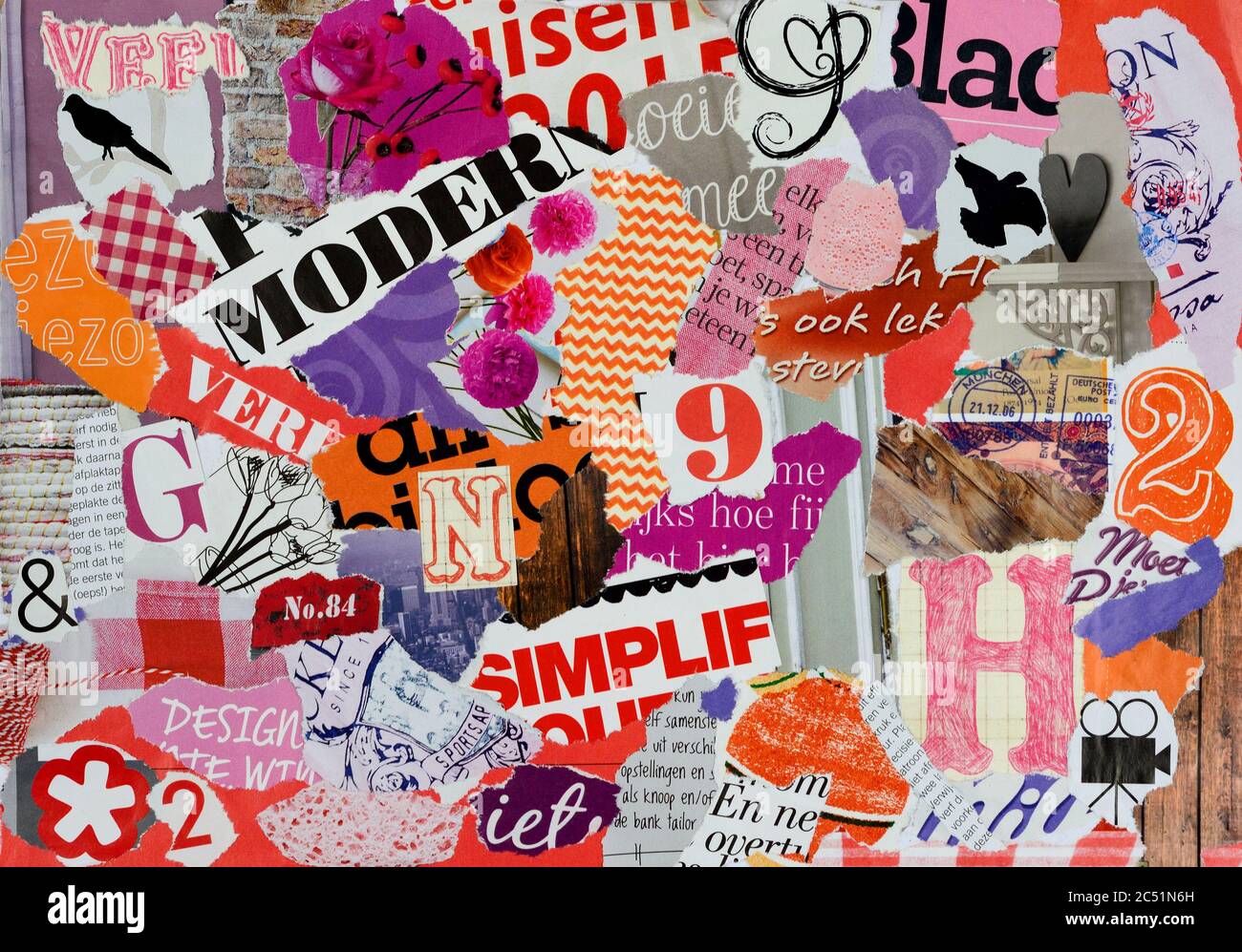 Colorful mood board art made of recycled papers - great for wallpapers ...