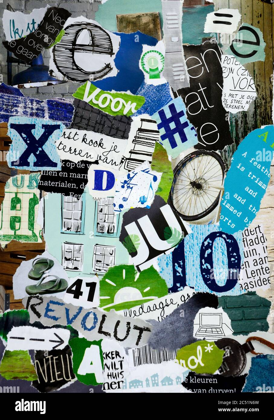 Colorful mood board art made of recycled papers - great for wallpapers ...
