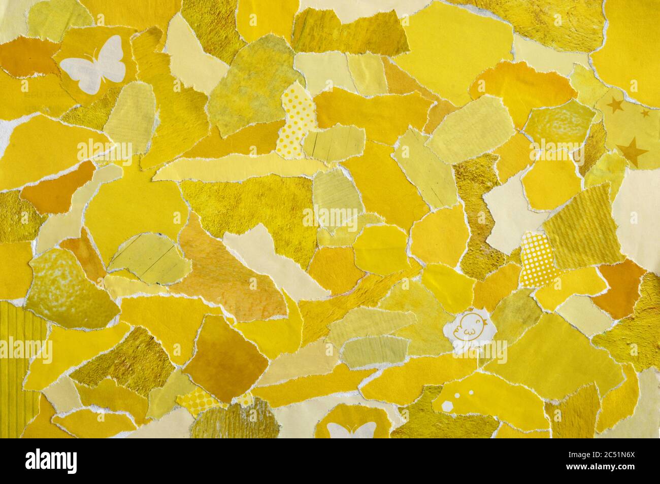 Yellow colored mood board art made of recycled papers - great for ...