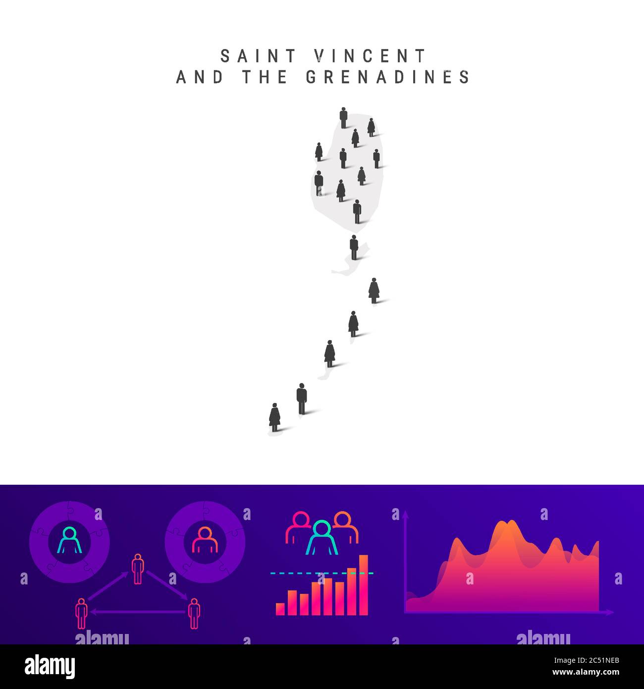 Saint Vincent and the Grenadines people map. Detailed vector silhouette ...