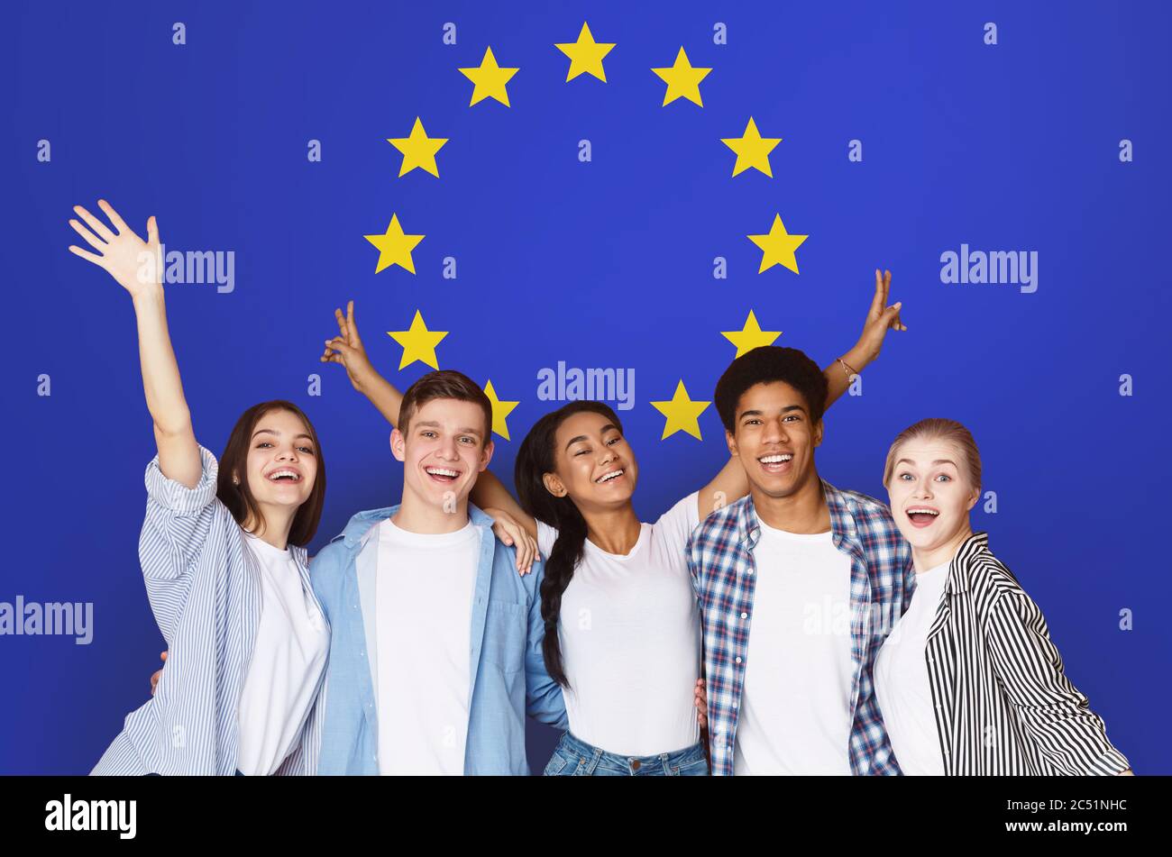 Multiracial friendship student exchange program hi-res stock ...