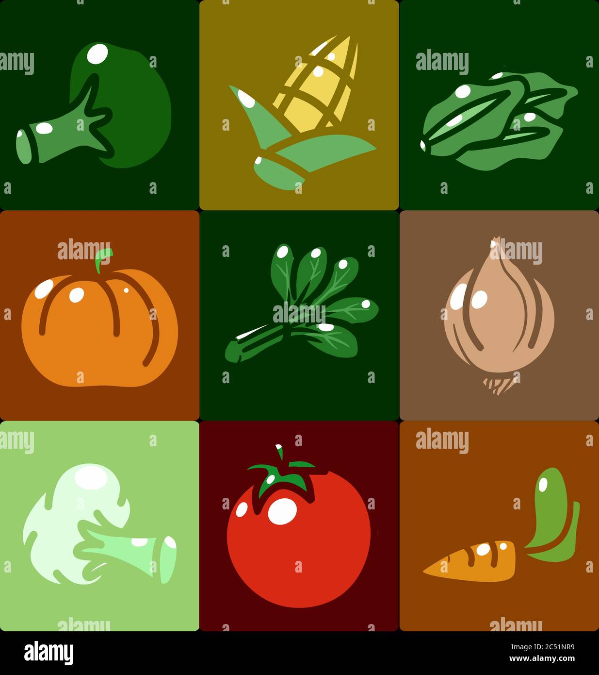 vector icon set of different vegetables isolated Stock Vector Image ...