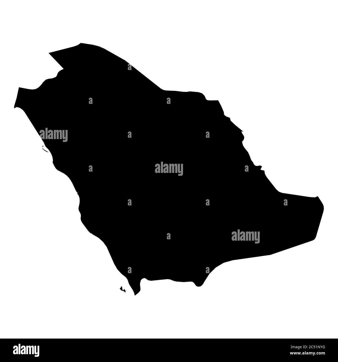 Saudi Arabia - solid black silhouette map of country area. Simple flat ...
