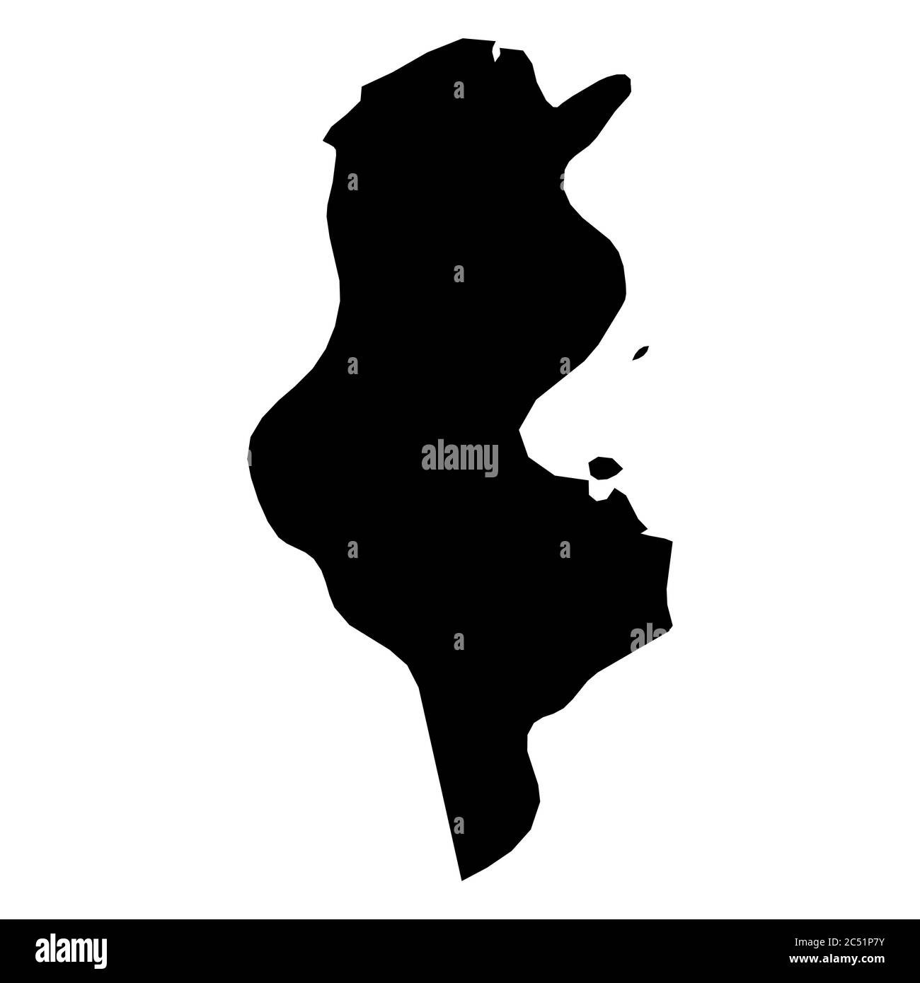 Tunisia - solid black silhouette map of country area. Simple flat ...