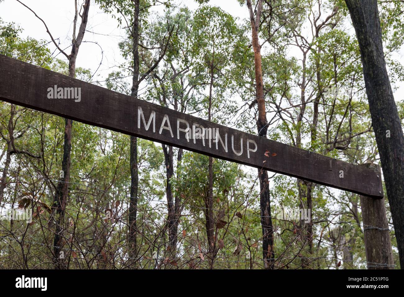 Marrinup Sign at entrance to No 16 POW Camp Walk Stock Photo - Alamy