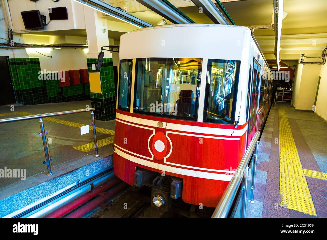 Historical tunnel funicular train in Istanbul in a summer day Stock ...