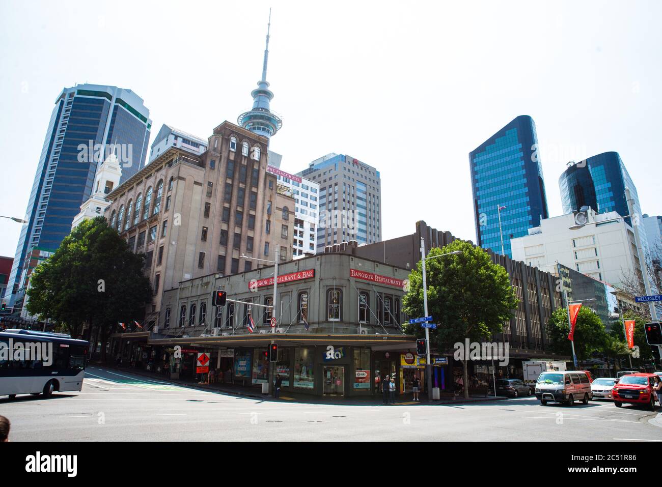 People in their daily life around the city center of Auckland (New ...