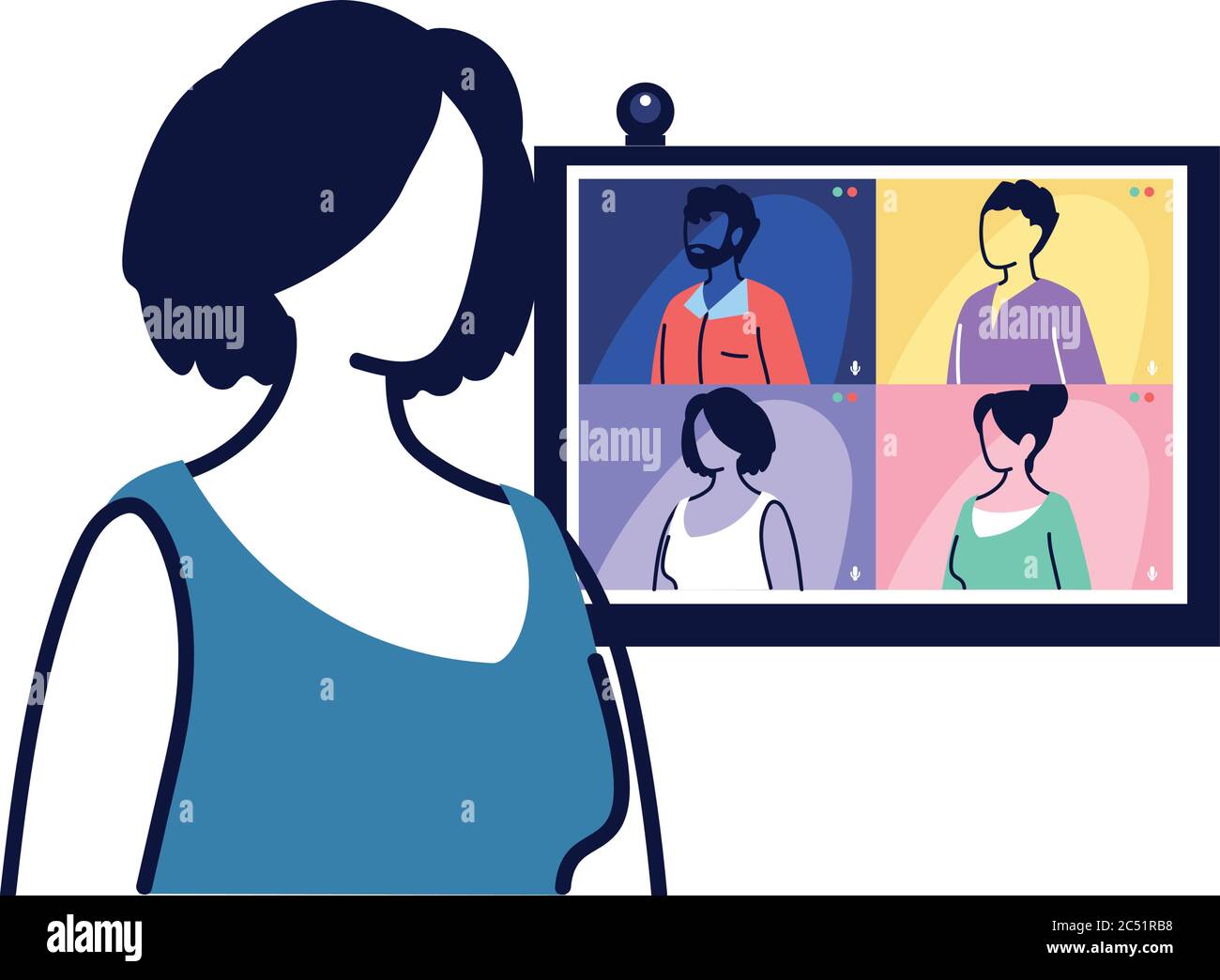 people on video call by electronic devices vector illustration design ...