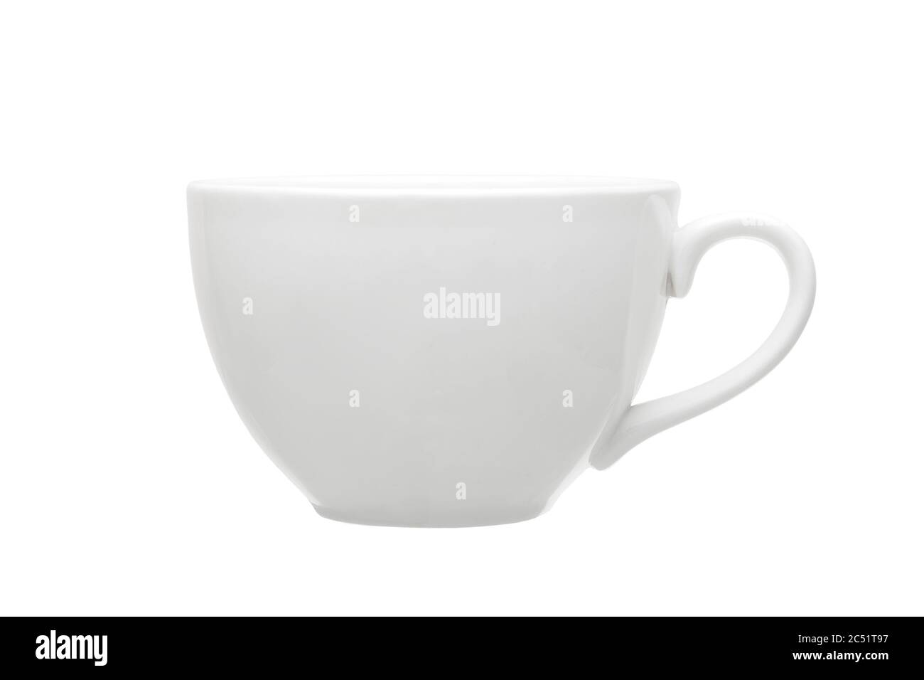 White ceramic tea cup with a minimalistic design and a round shape ...