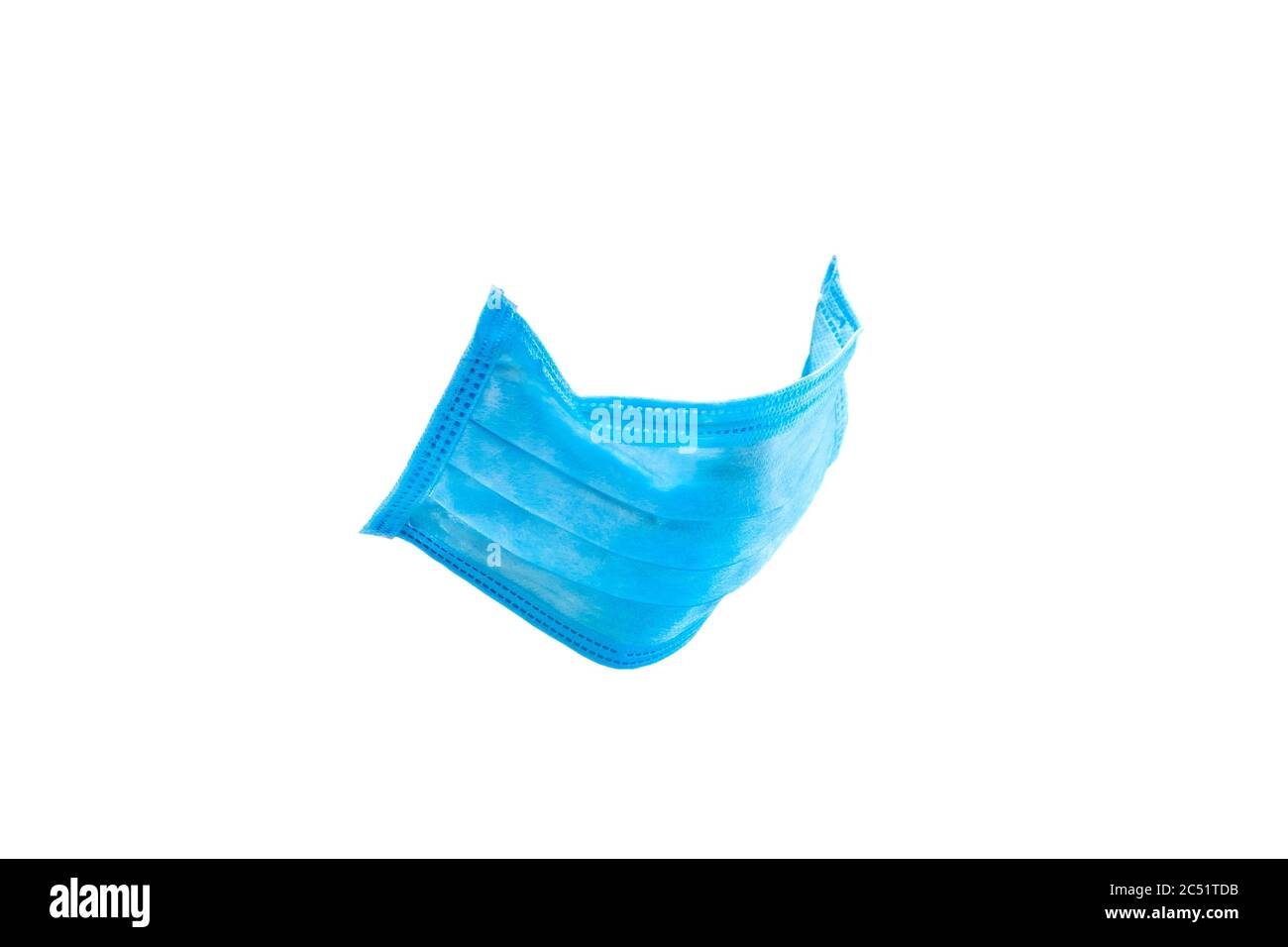 blue fabric medical sick mask side view isolated on white background ...