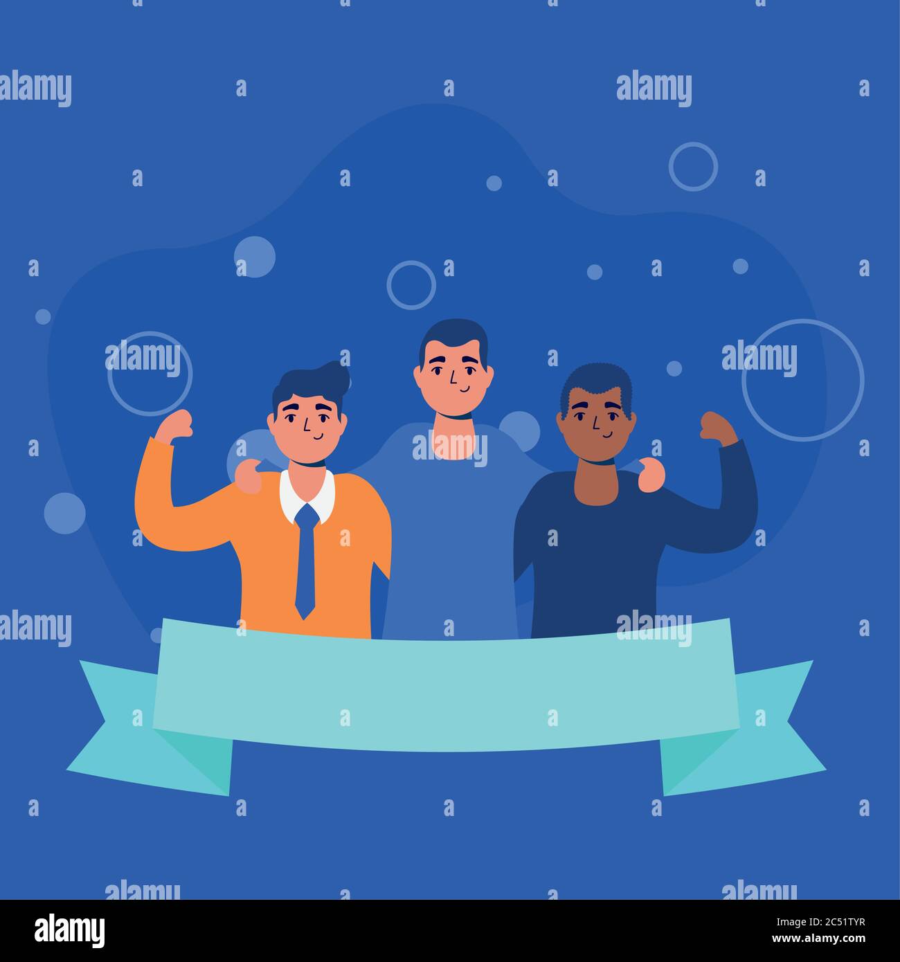 men avatars friends with ribbon design of friendship and love theme ...