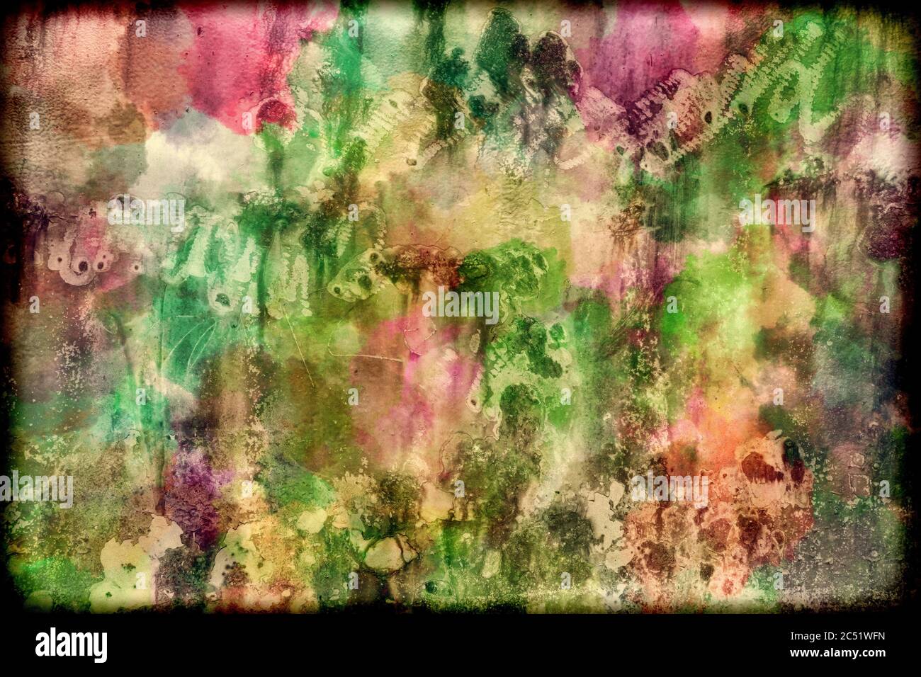 Watercolor multi colored texture effect background of pink, blue red ...