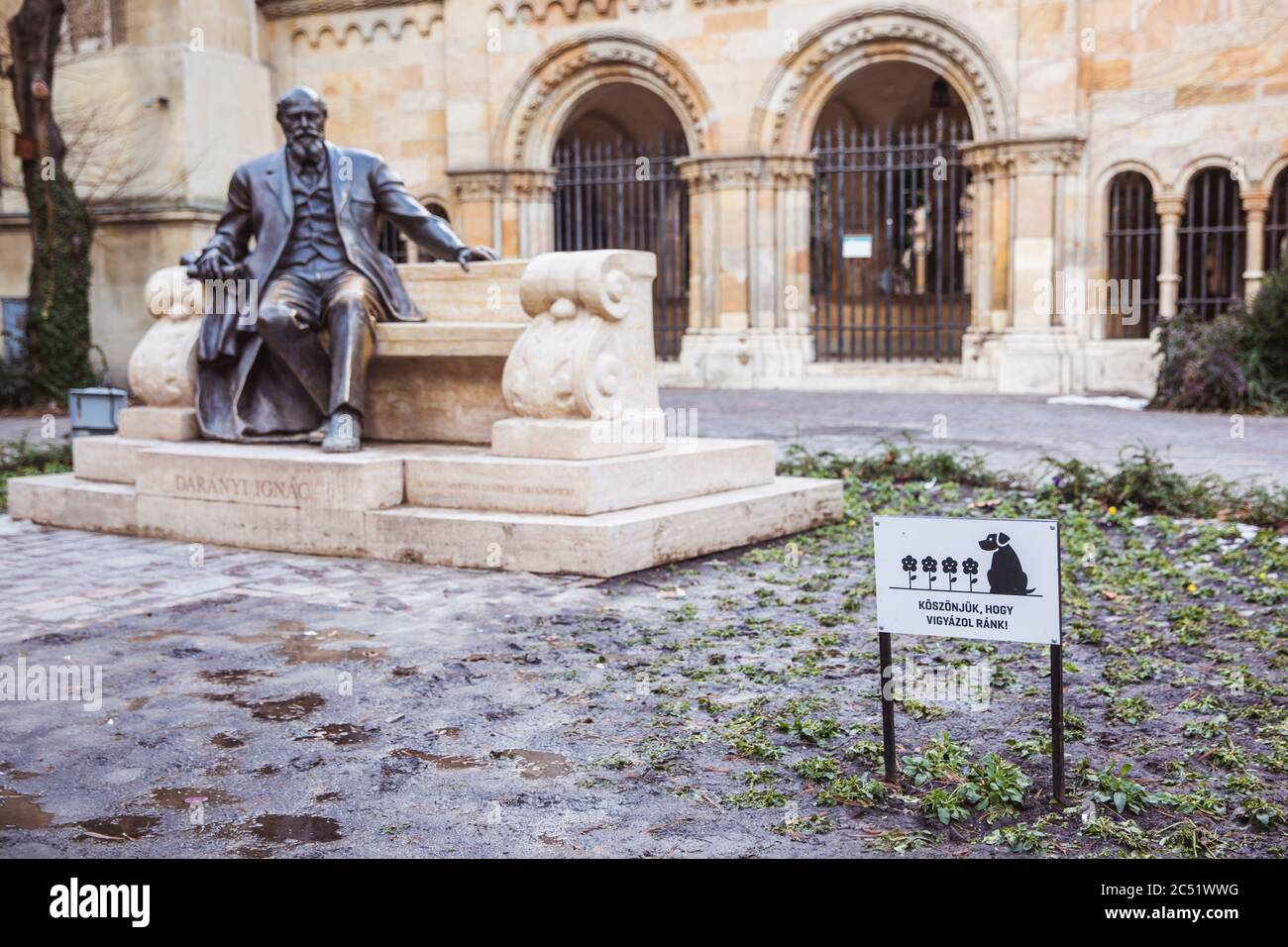 BUDAPEST, HUNGARY - January 2019: Statue of Ignac Daranyi in front of ...