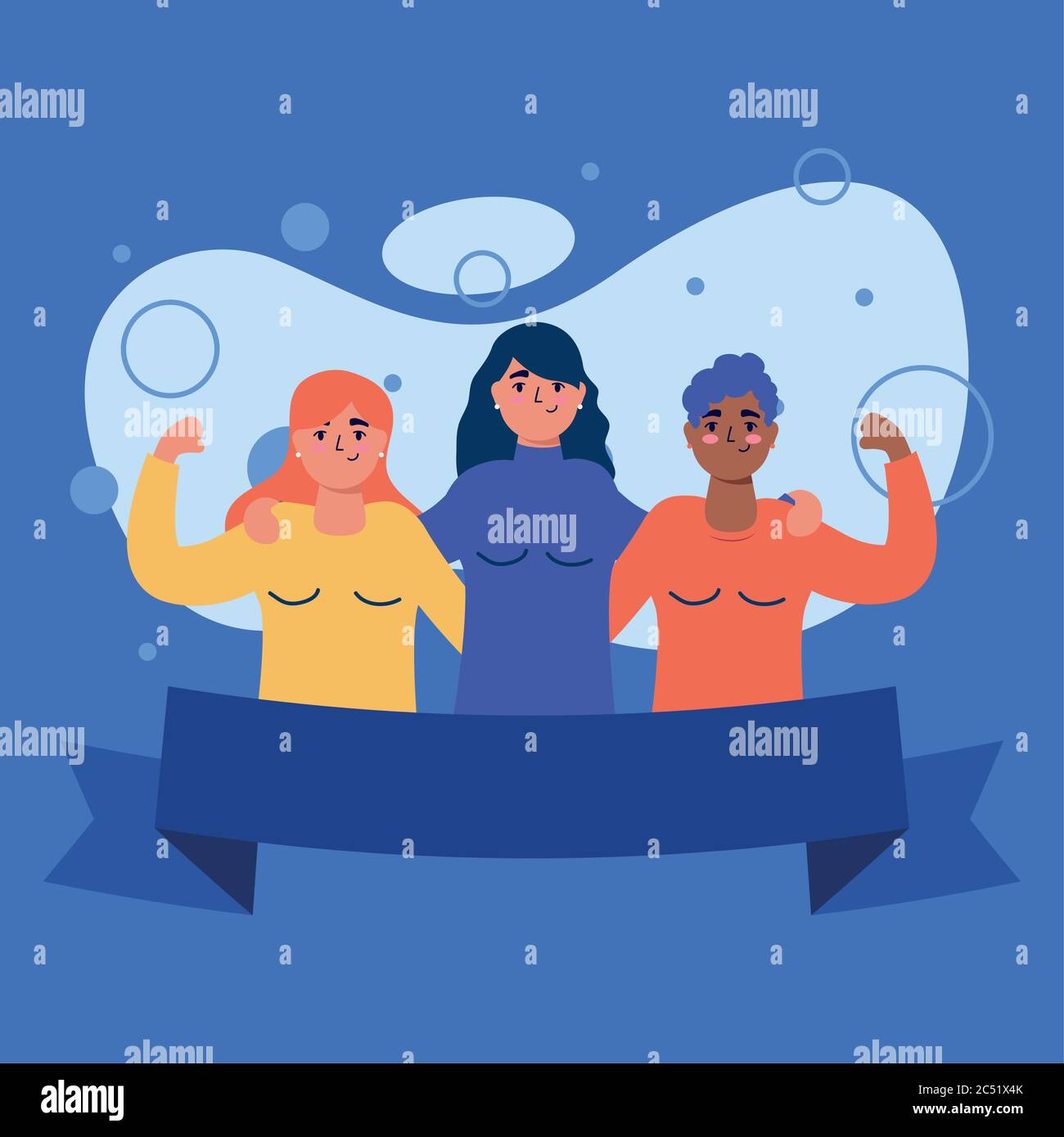 women avatars friends with ribbon design of friendship and love theme ...