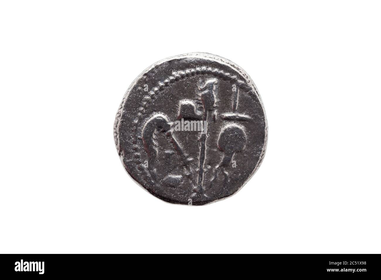 Silver Roman denarius coin replica of Roman emperor Julius Caesar ...