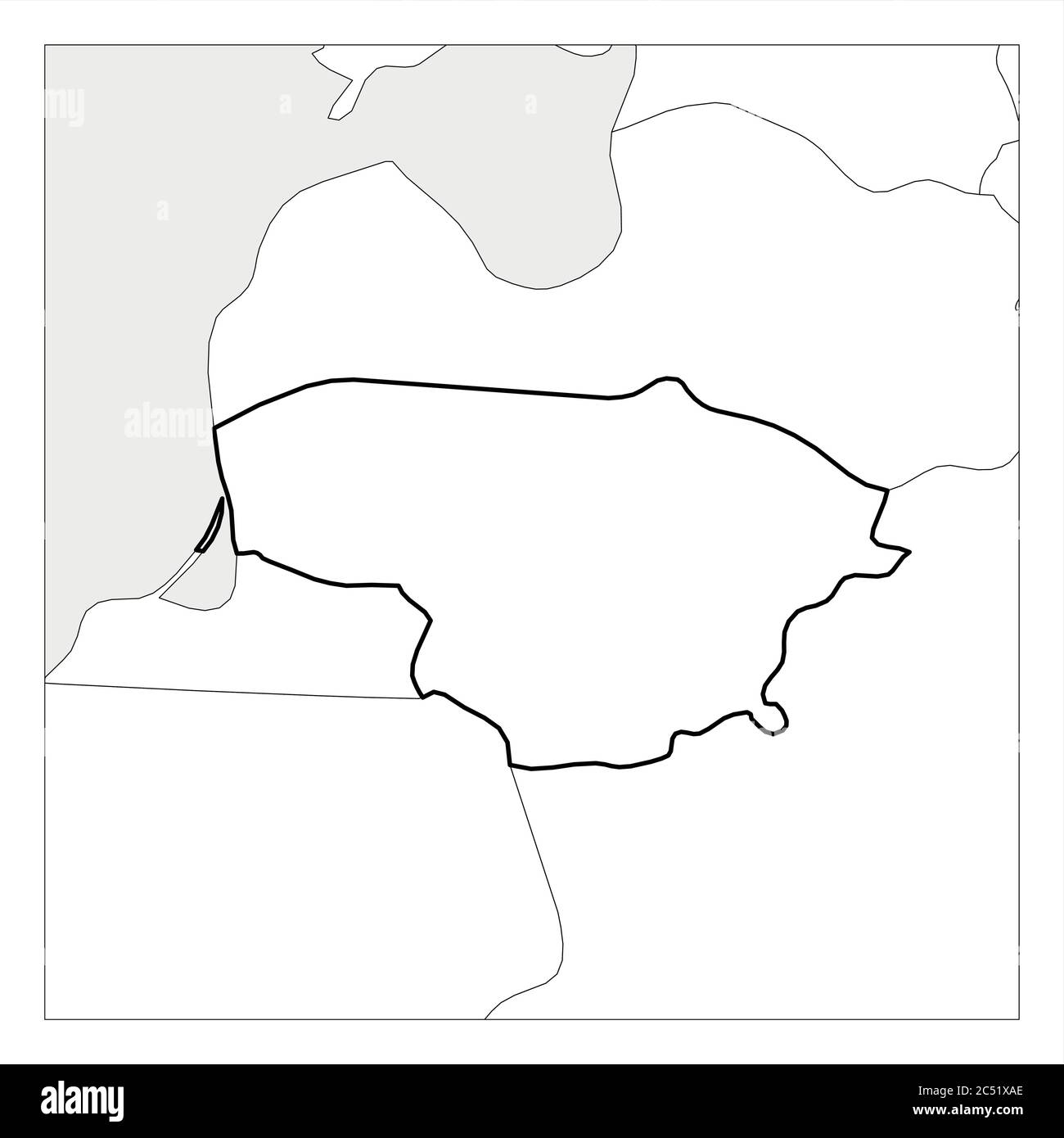 Map of Lithuania black thick outline highlighted with neighbor ...
