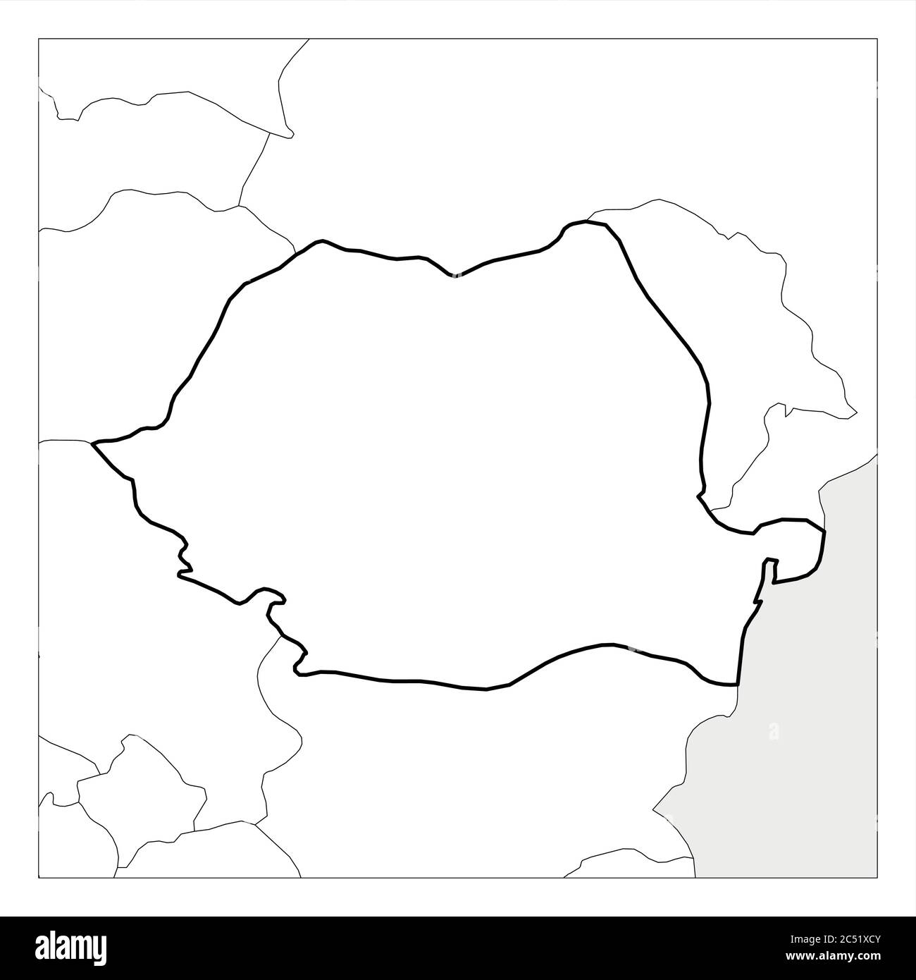 Map of Romania black thick outline highlighted with neighbor countries ...
