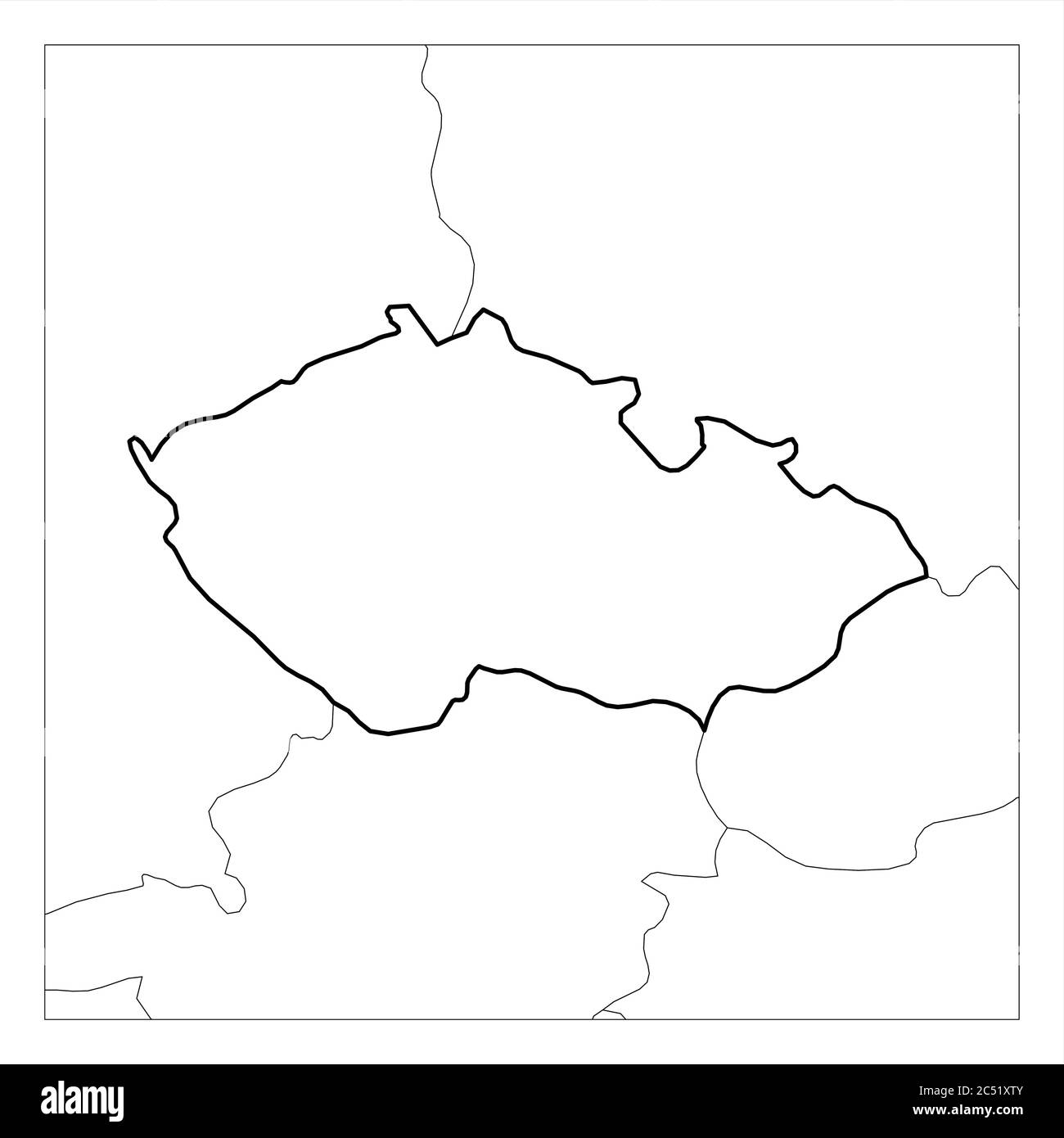 Map of Czech Republic black thick outline highlighted with neighbor ...
