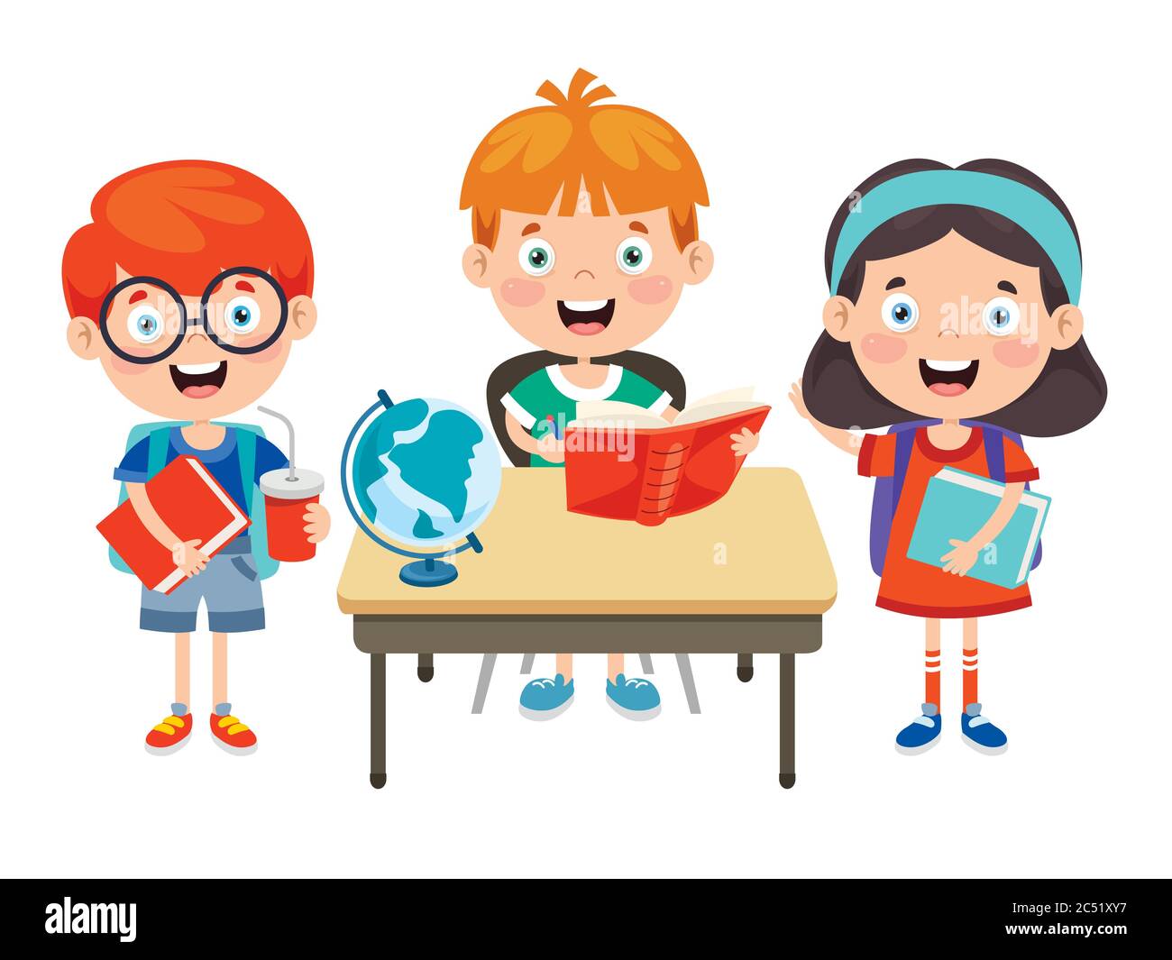 Happy Cute Cartoon School Children Stock Vector Image & Art - Alamy