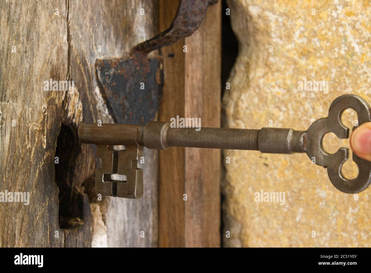 the ancient lock in the door of St Andrews old church at Holcombe ...