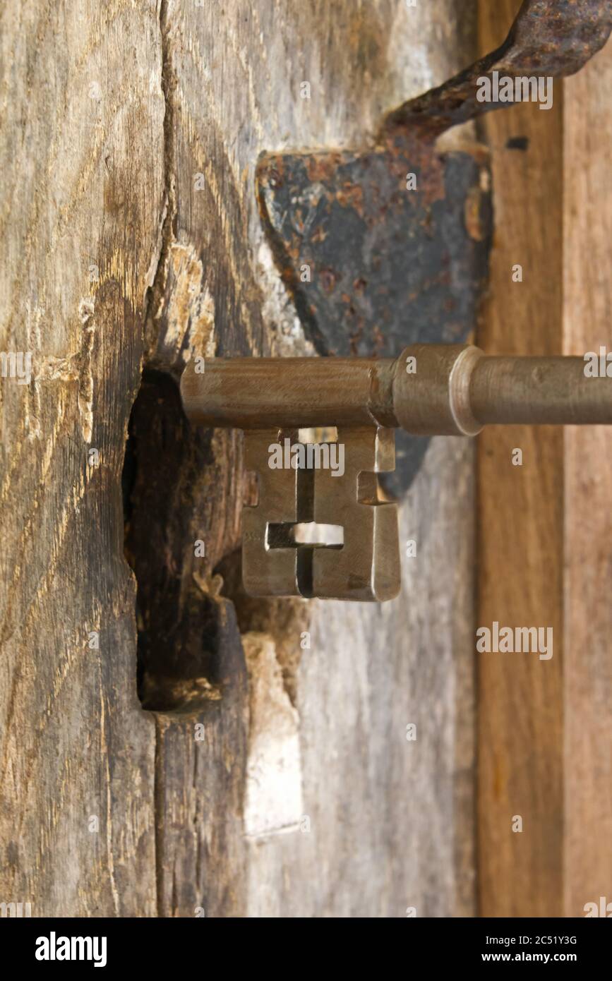 the ancient lock in the door of St Andrews old church at Holcombe ...