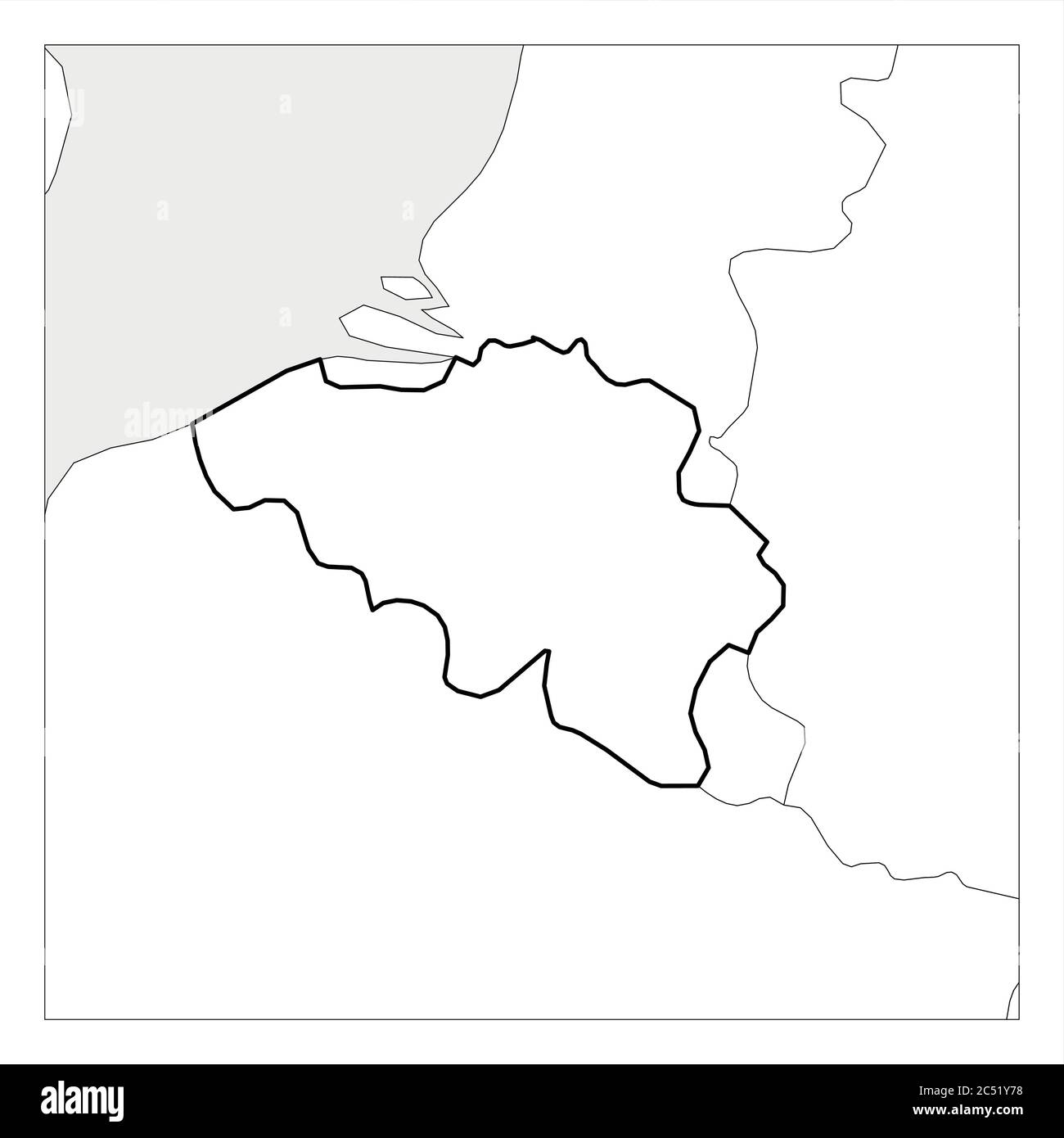 Map of Belgium black thick outline highlighted with neighbor countries ...