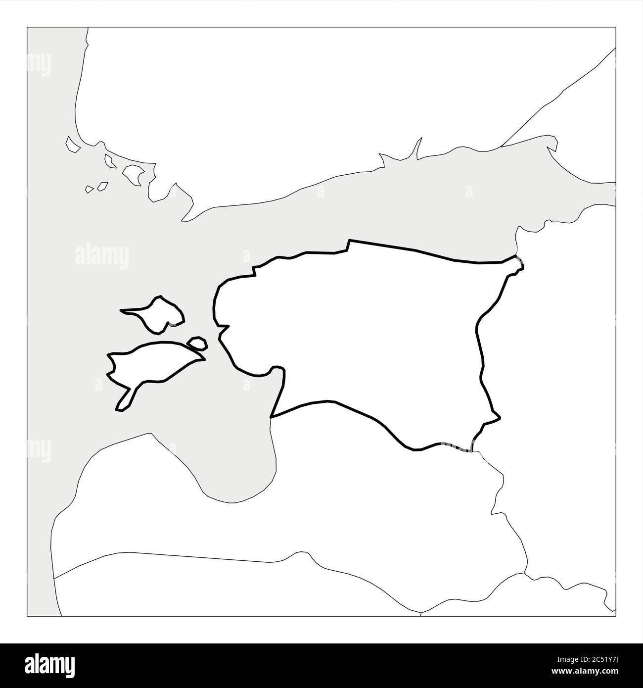 Map of Estonia black thick outline highlighted with neighbor countries ...