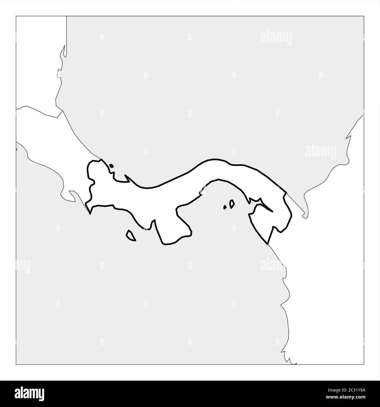 Map of Panama black thick outline highlighted with neighbor countries ...