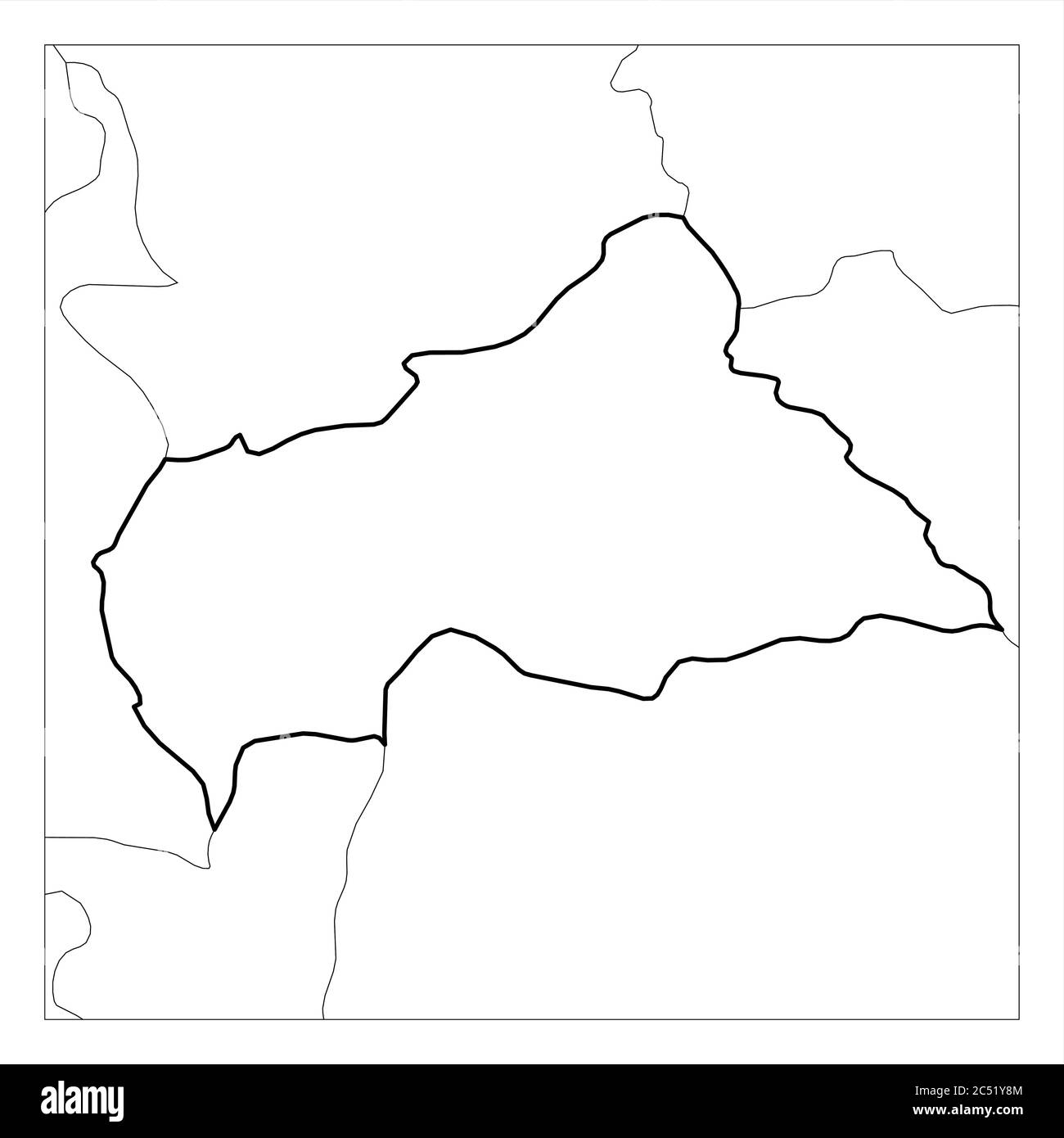 Map of Central African Republic black thick outline highlighted with ...