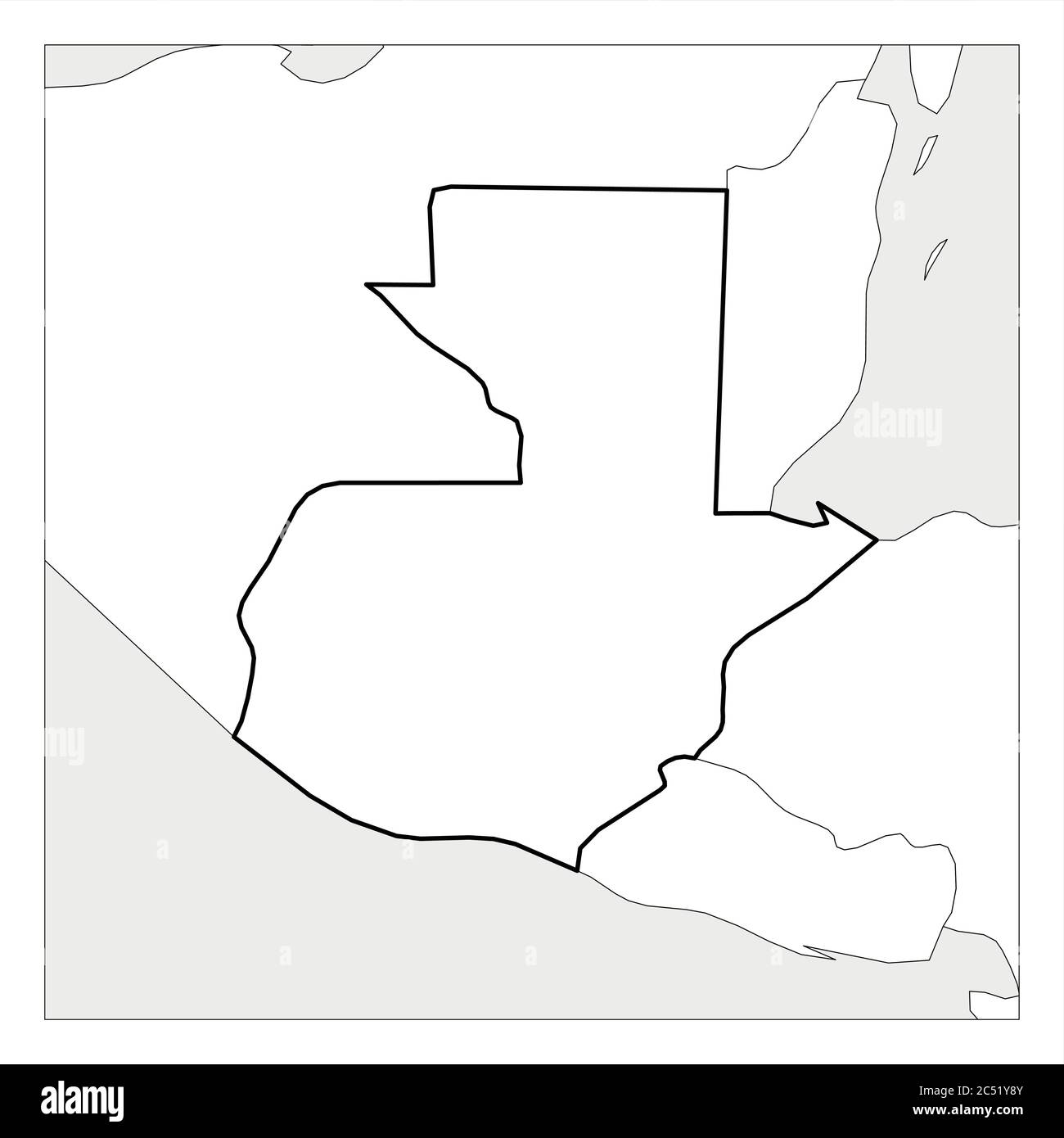 Map of Guatemala black thick outline highlighted with neighbor ...