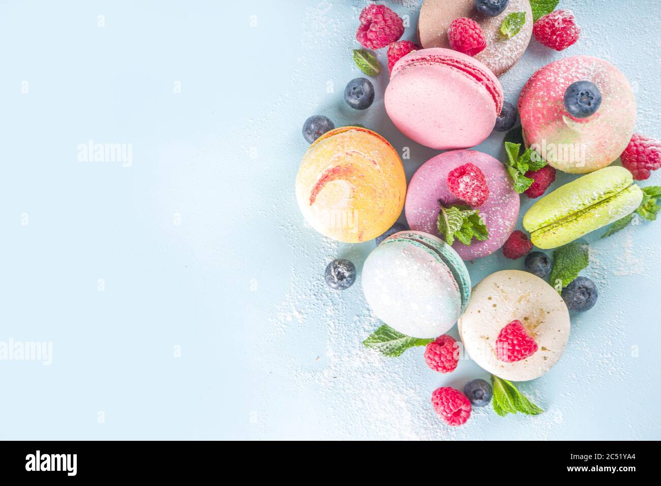 Colorful french macaron dessert. Set of various different tastes and ...