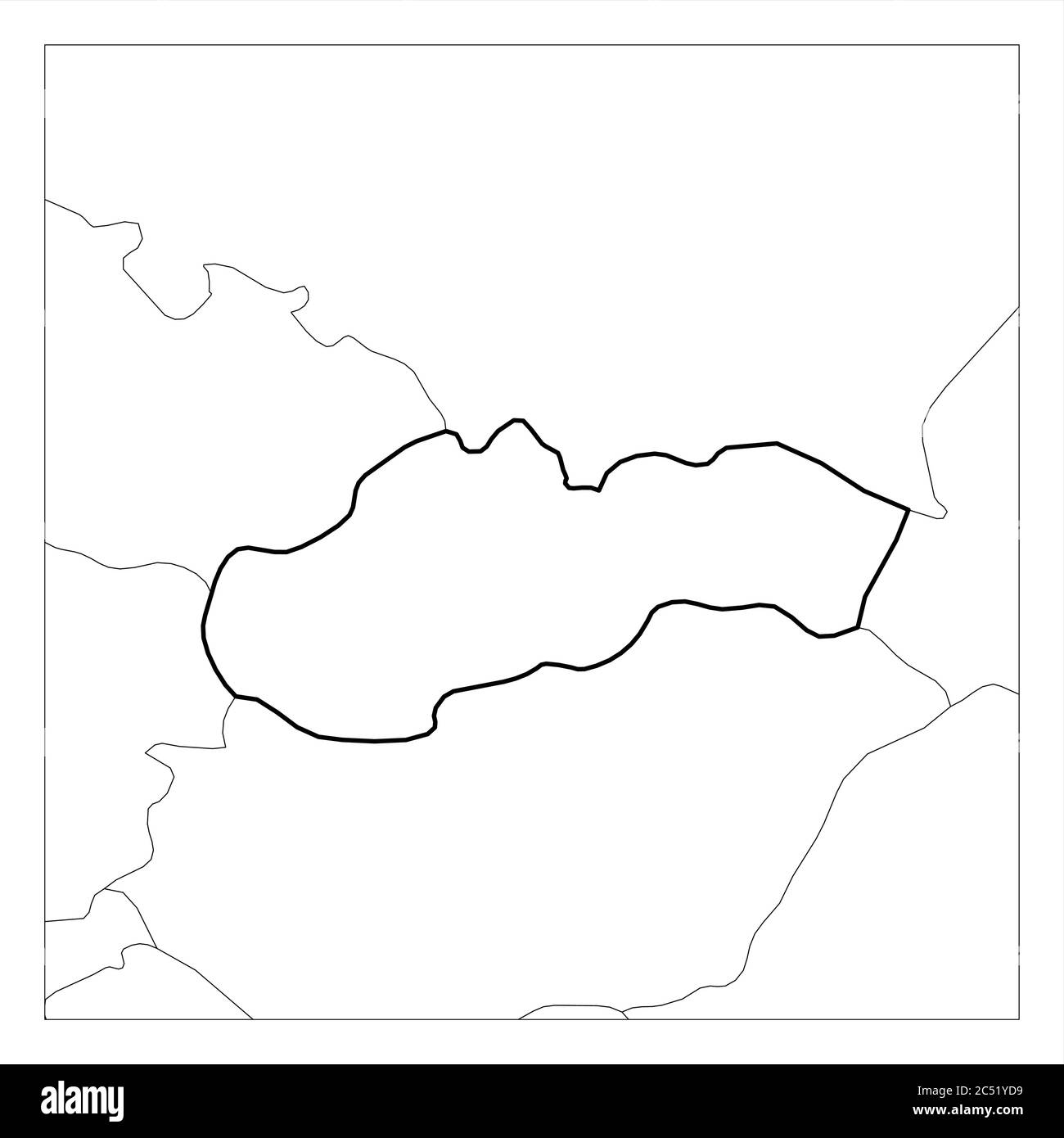 Map of Slovakia black thick outline highlighted with neighbor countries ...