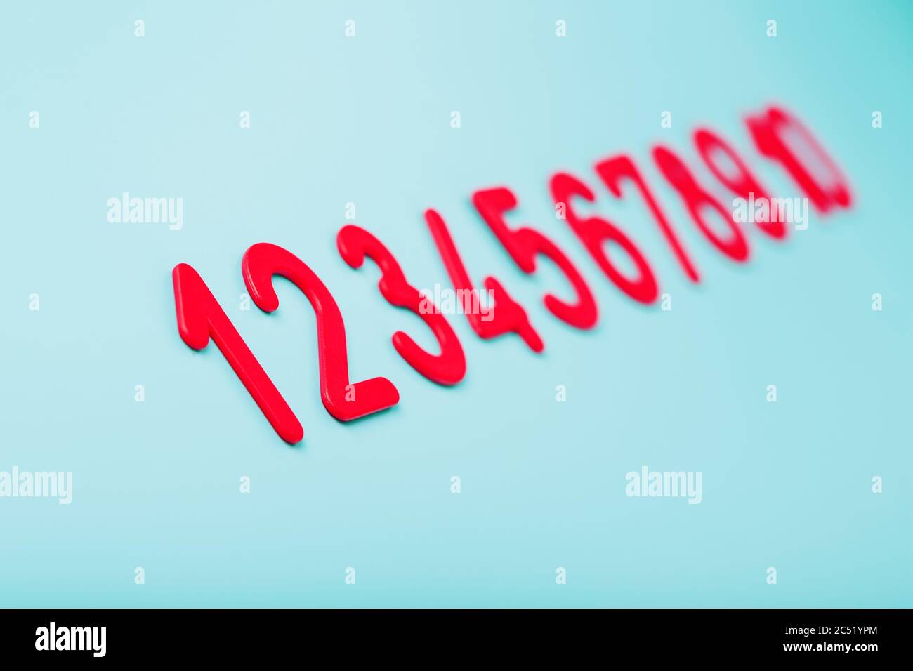 Red numbers on a blue background in a row from one to ten Stock Photo ...