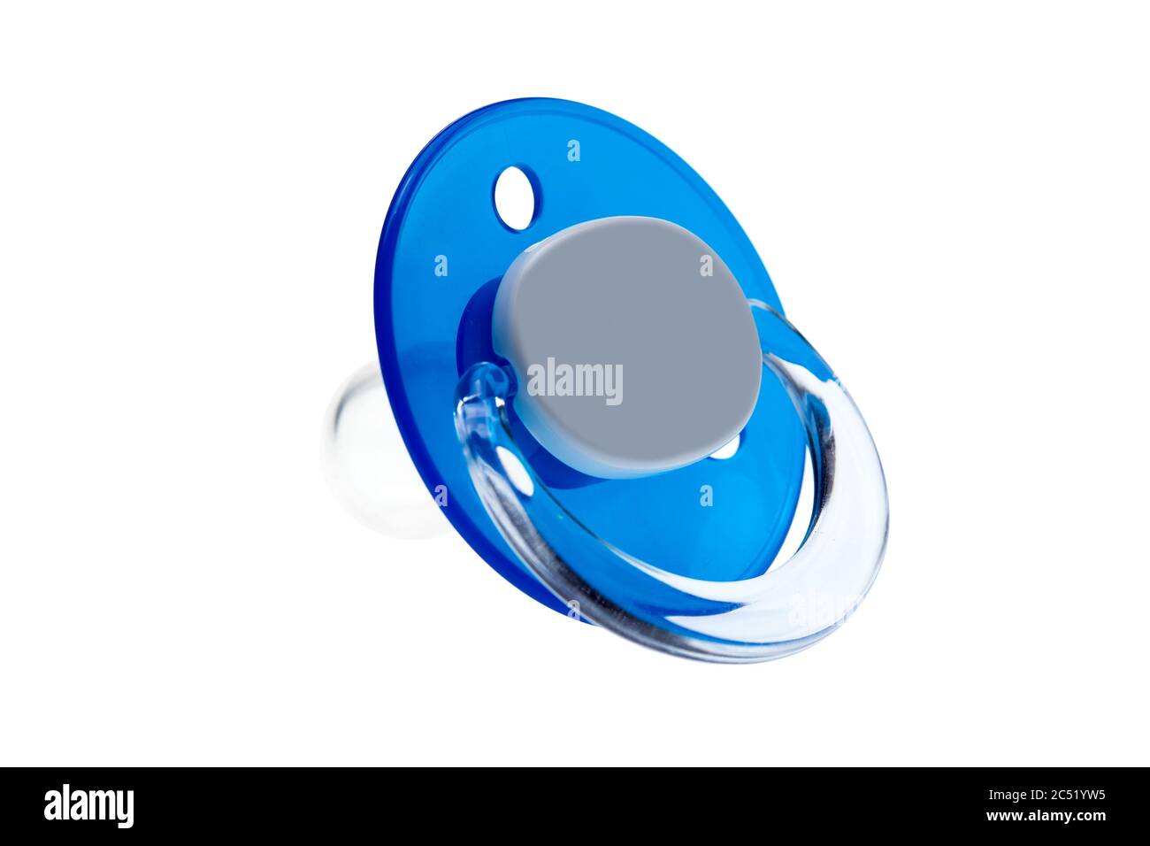 a silicon pacifier babies made of transparent soft latex, blue plastic ...