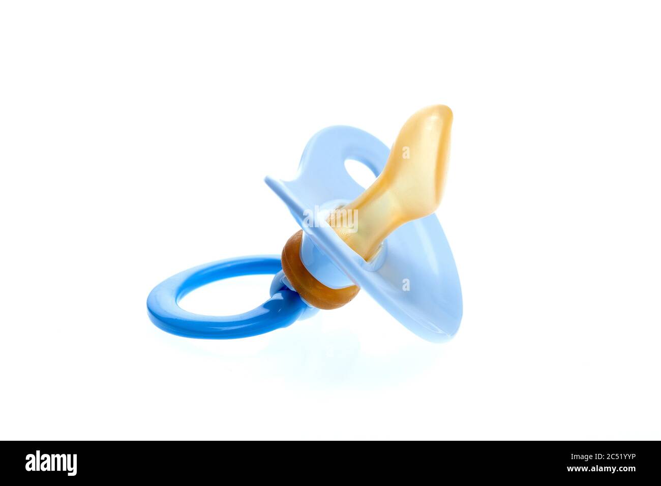 a blue pacifier for boy made of soft silicone isolated on white ...
