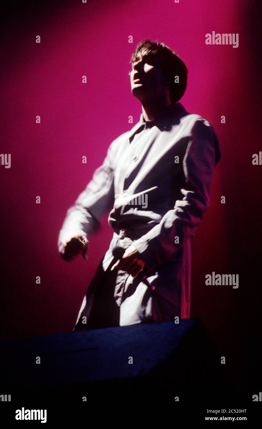 Jarvis Cocker lead singer in Pulp performing at the Glastonbury ...