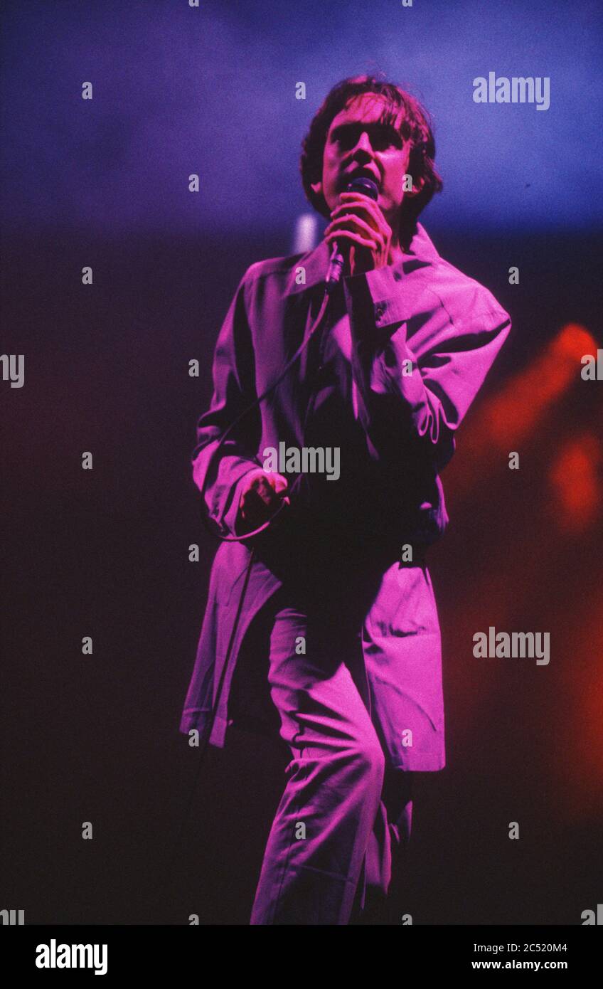 Jarvis Cocker lead singer in Pulp performing at the Glastonbury ...