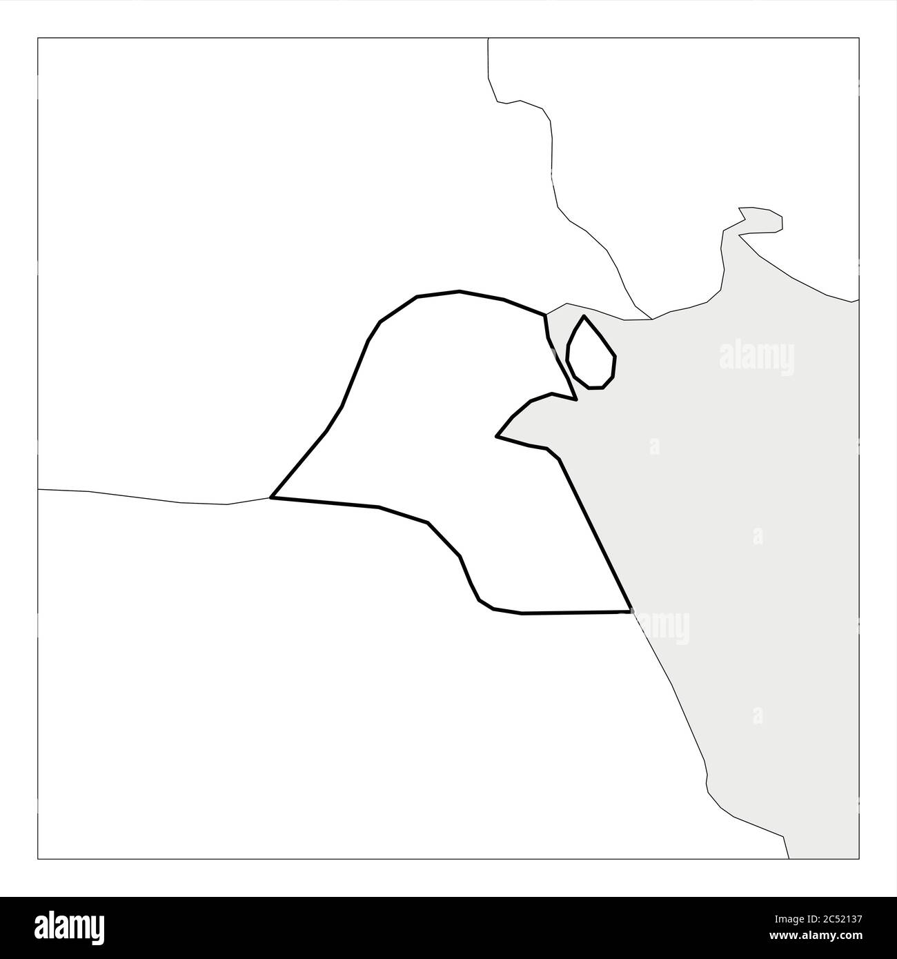 Map of Kuwait black thick outline highlighted with neighbor countries ...