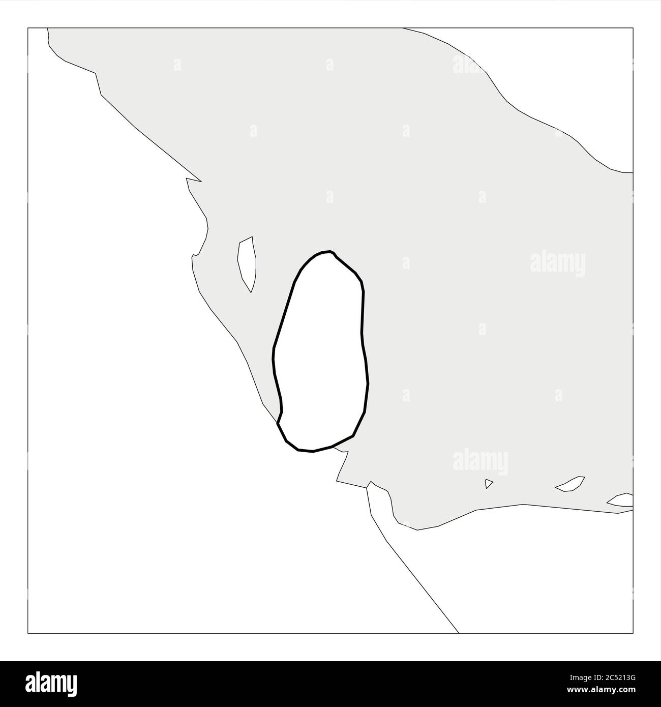 Map of Qatar black thick outline highlighted with neighbor countries ...