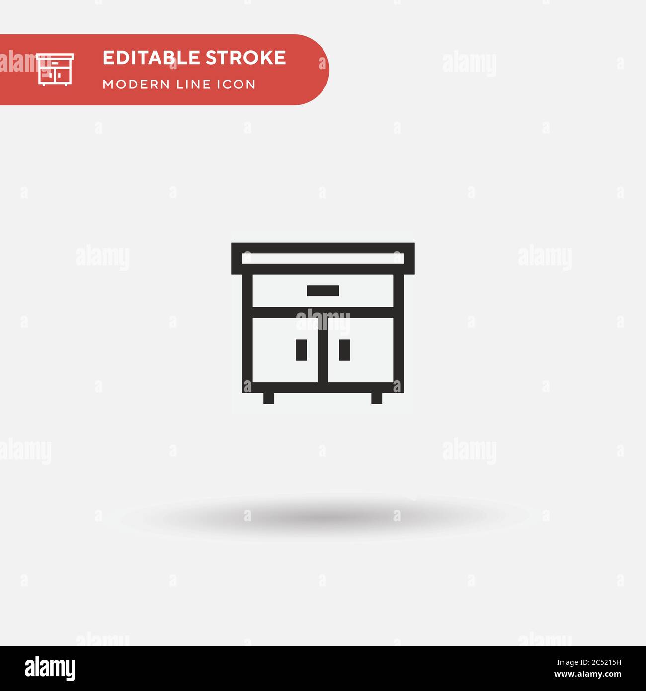 Chest Of Drawers Simple vector icon. Illustration symbol design ...