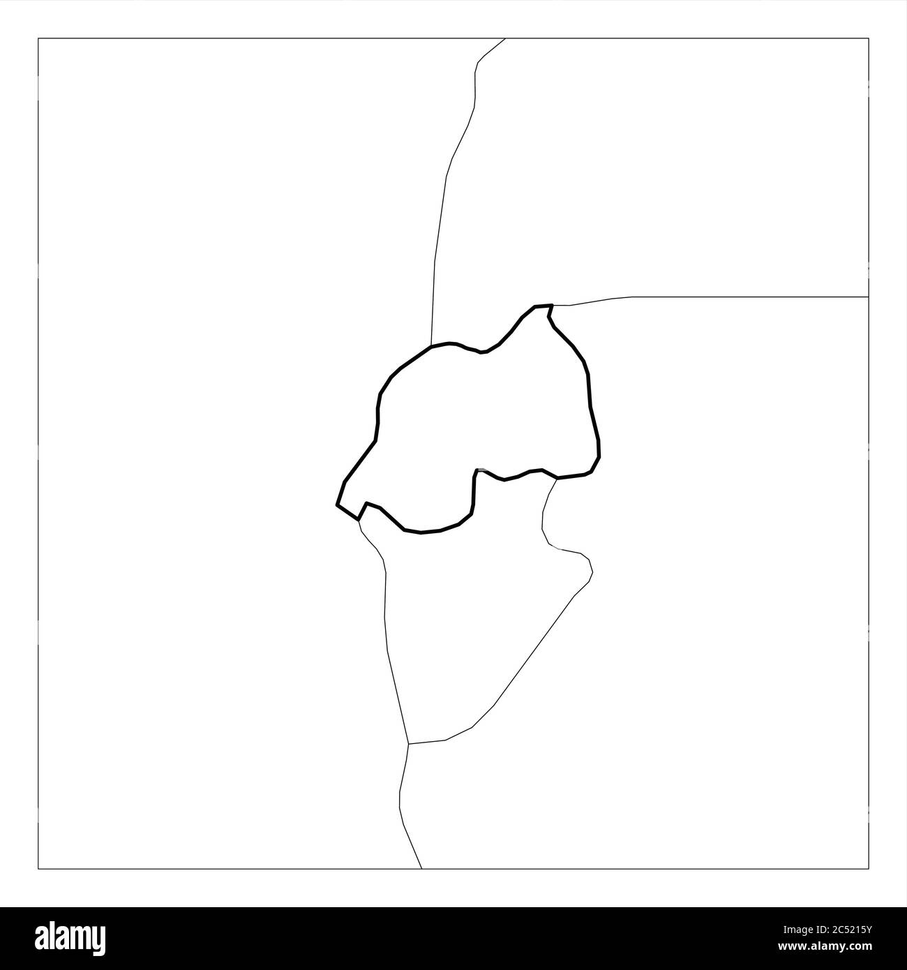 Map of Rwanda black thick outline highlighted with neighbor countries ...