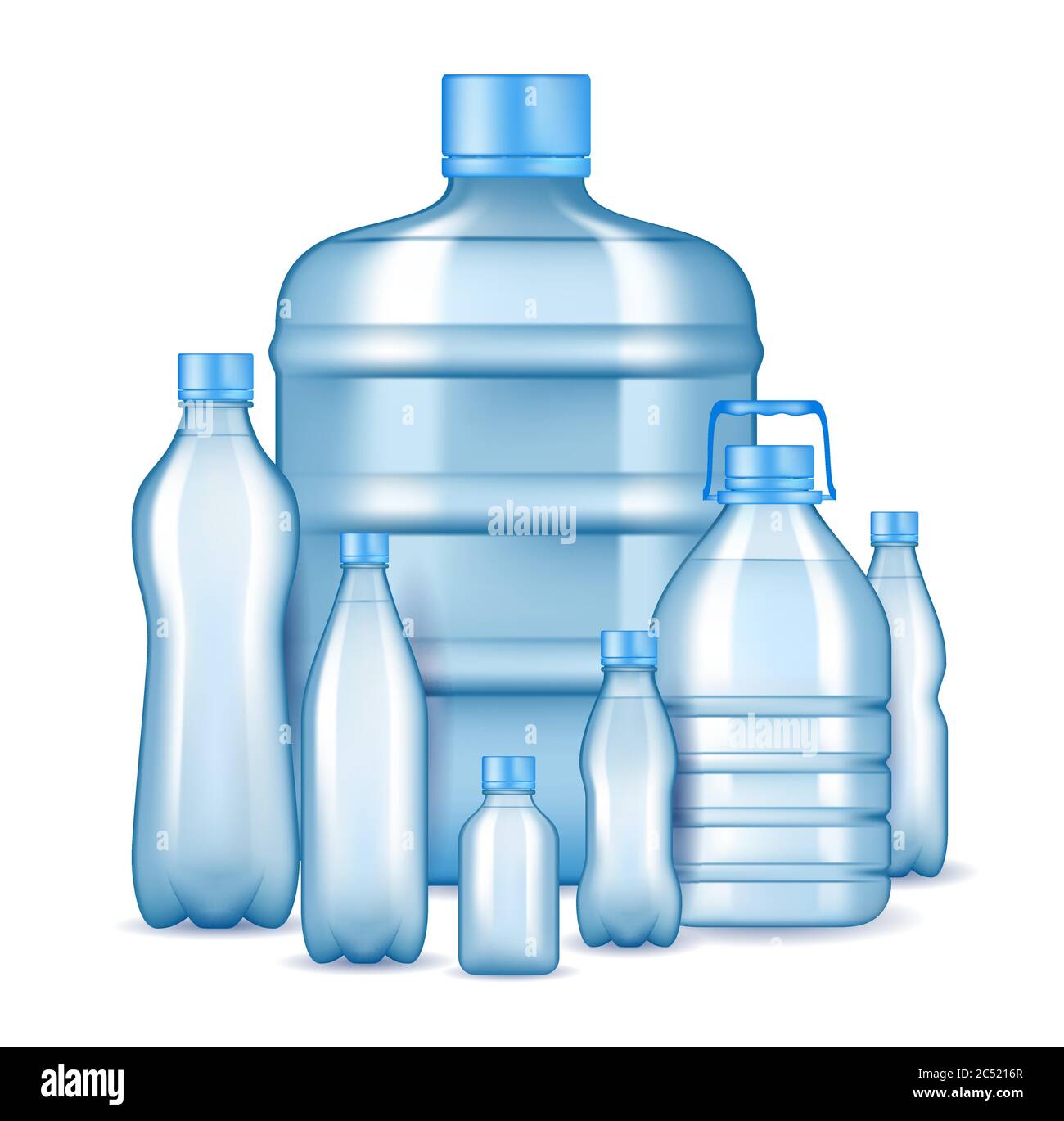 Realistic plastic drinking water bottles, vector illustration Stock ...