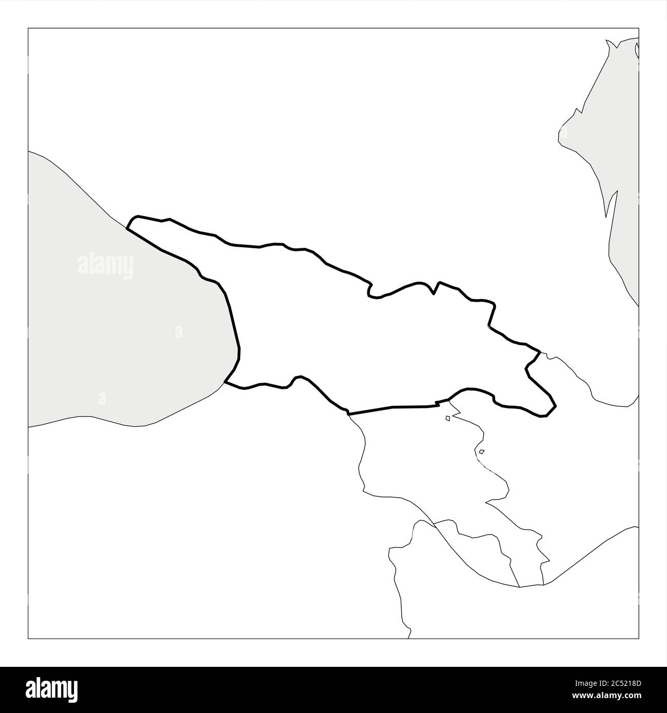 Map of Georgia black thick outline highlighted with neighbor countries ...